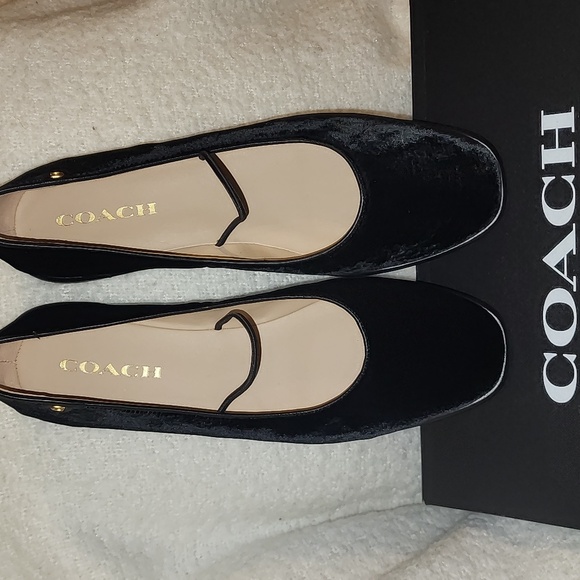 Coach | Shoes | Coach Black Velvet Ballet Flats Sz | Poshmark